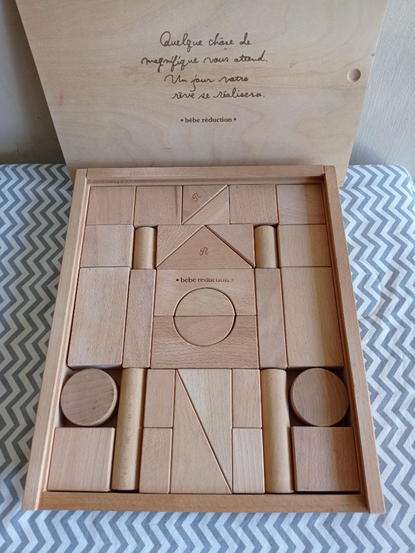 Natural Wood Building Blocks with Tray Storage, Hobbies & Toys, Toys ...