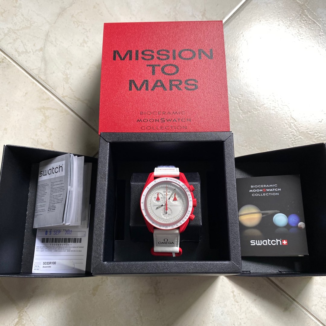 Omega Swatch Mission to Mars (Red), Luxury, Watches on Carousell