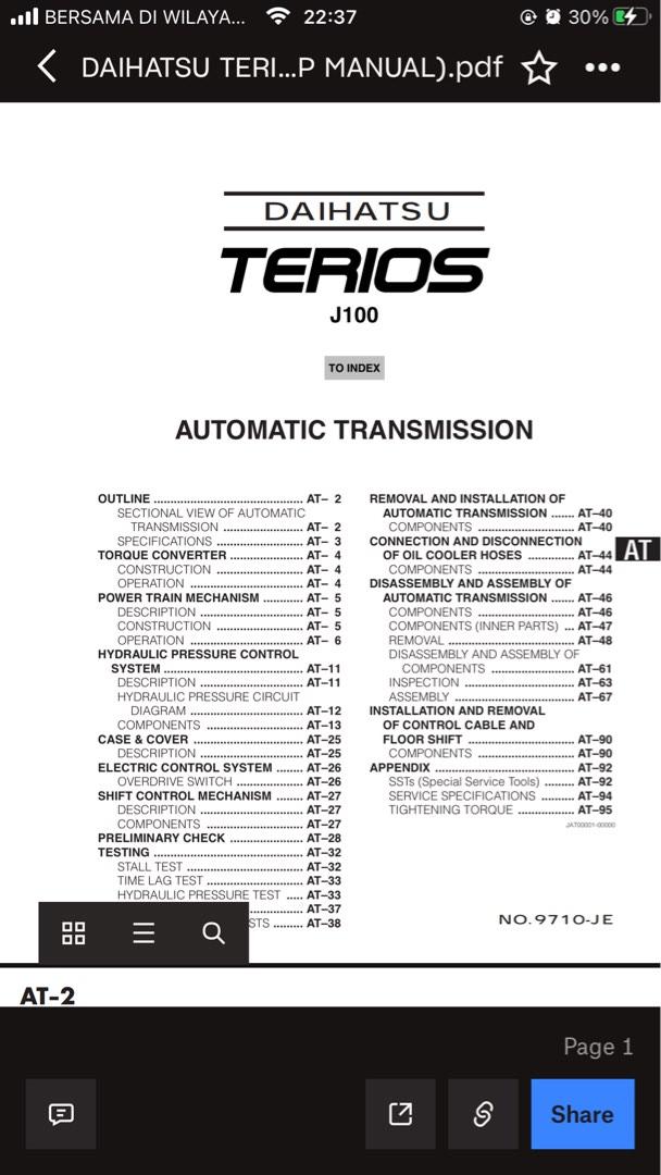PERODUA KEMBARA (NON-DVVT) / DAIHATSU TERIOS J100 WORKSHOP MANUAL (PDF), Auto Accessories on ...