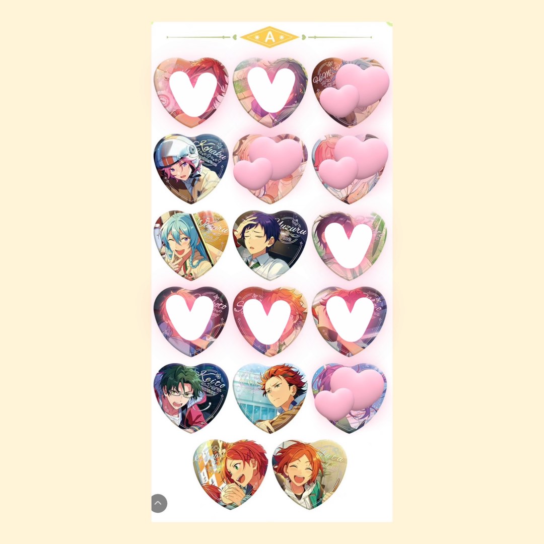 (PO) Ensemble stars heart badges, Hobbies & Toys, Memorabilia ...
