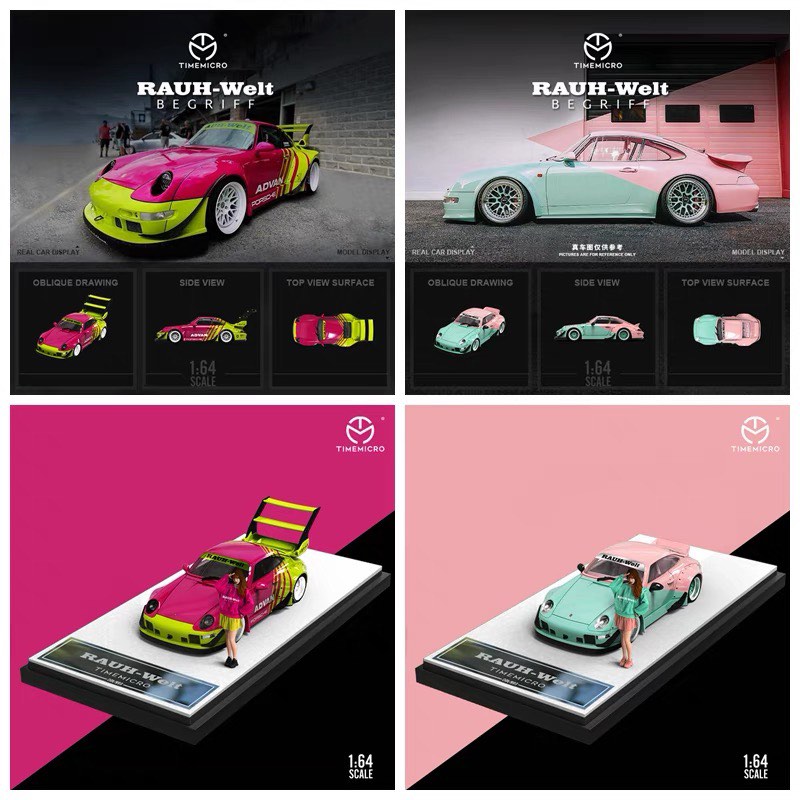 [預訂貨品pre order] Time Micro 1/64 RWB 993 (ADVAN 玫紅色 / 藍粉拼色), 預購 - Carousell