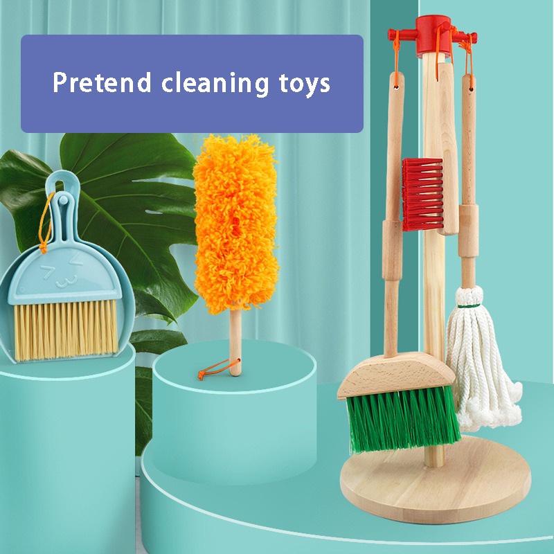Pretend Kids Cleaning Set 6 Piece - Toy Cleaning Set Includes Broom ...
