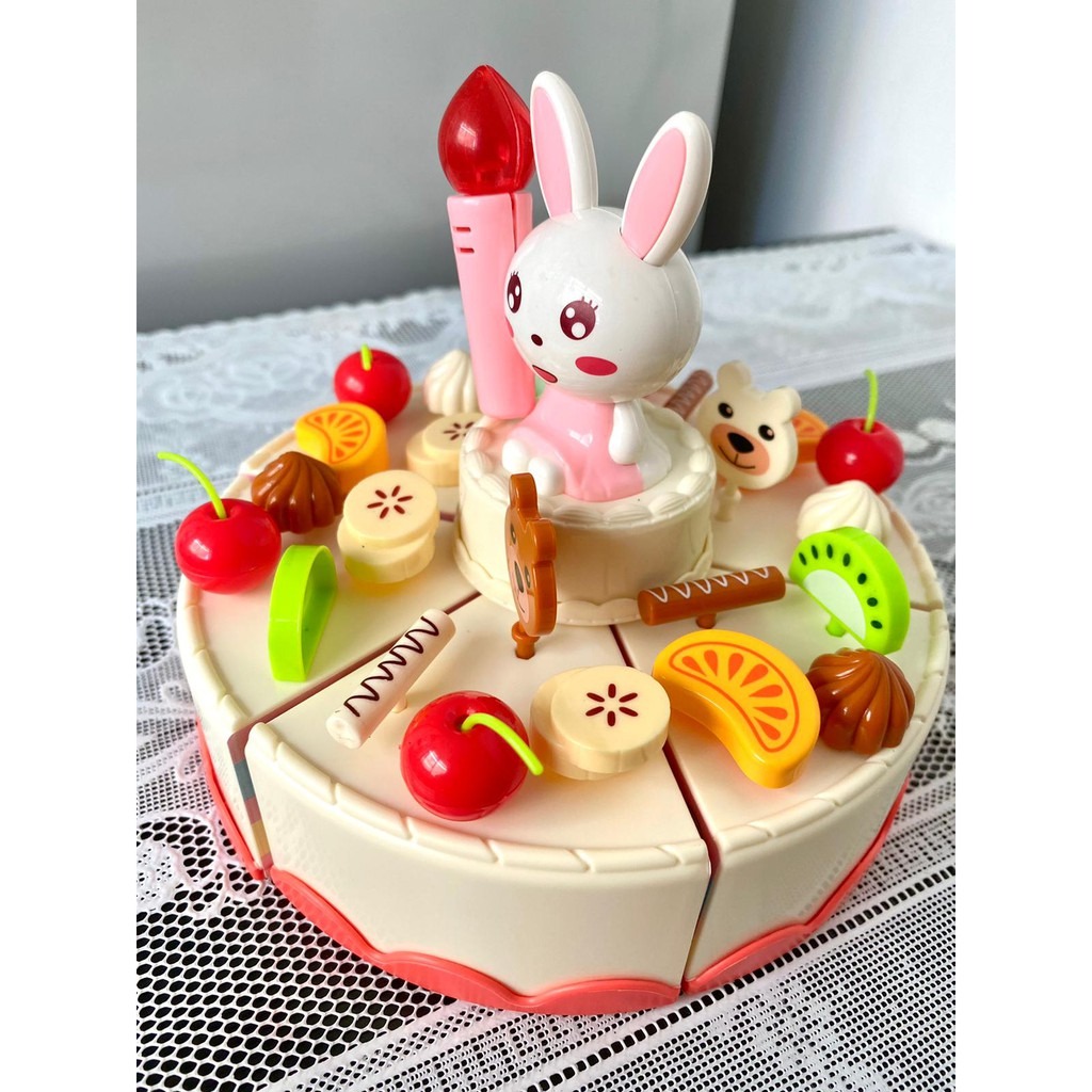 Pretend Role Play Kitchen Toy Rabbit Birthday Cake Toys Toddler Pretend ...