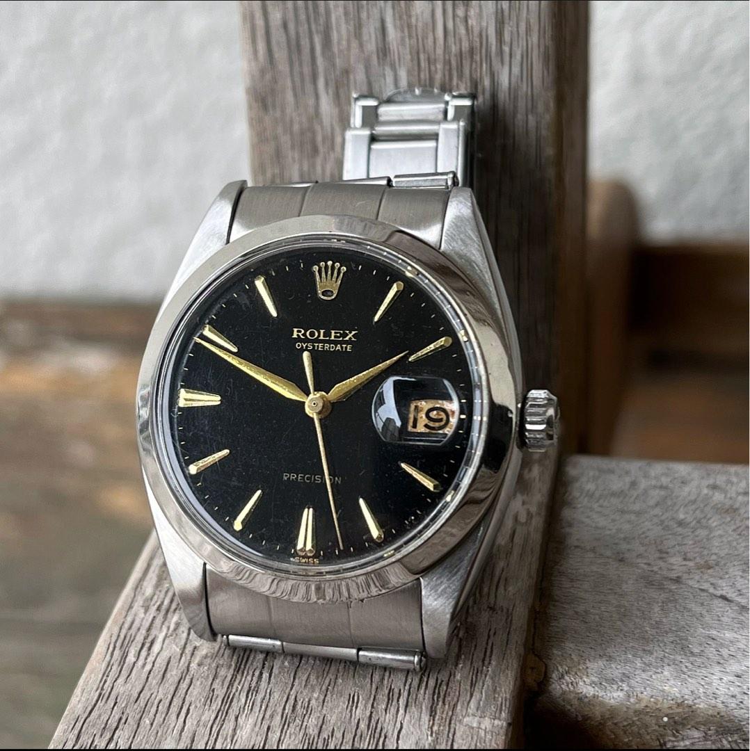 (Rare gilt black dial) Rolex vintage oyster Precision, Luxury, Watches ...