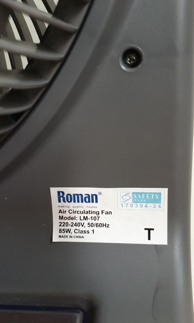 Roman Air circulating fan LM 107, Furniture & Home Living, Lighting ...