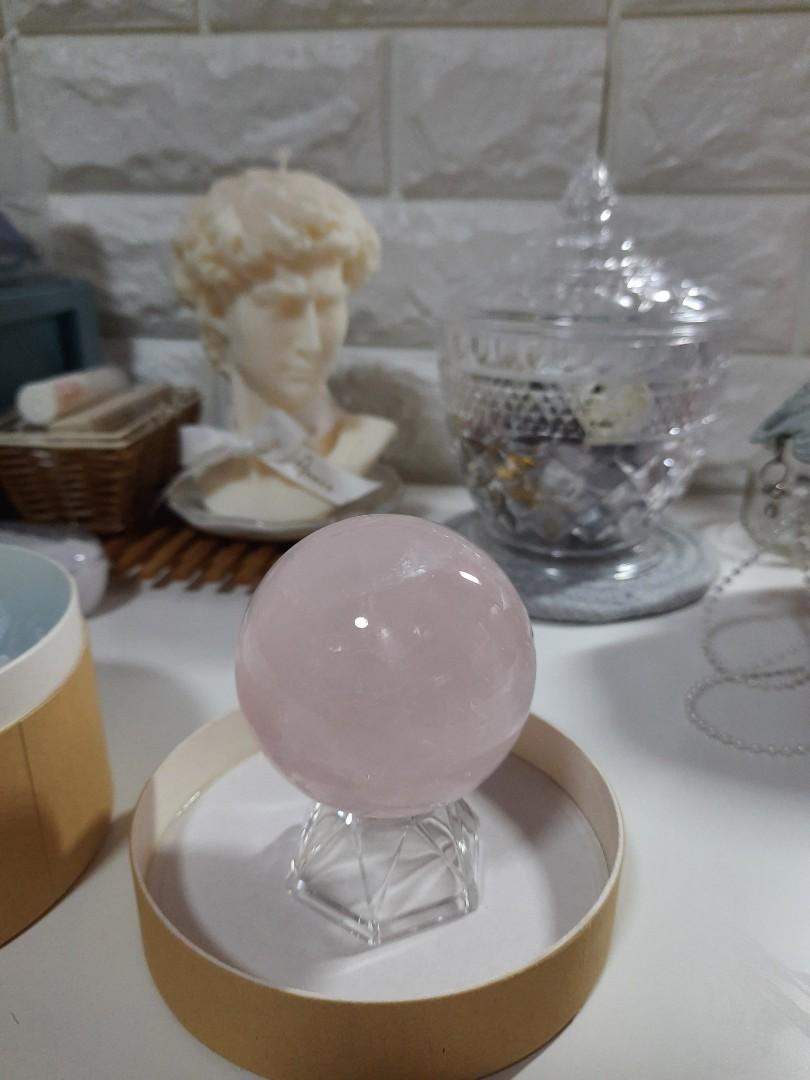 Rose Quartz sphere crystal authentic w stand, Women's Fashion, Jewelry ...