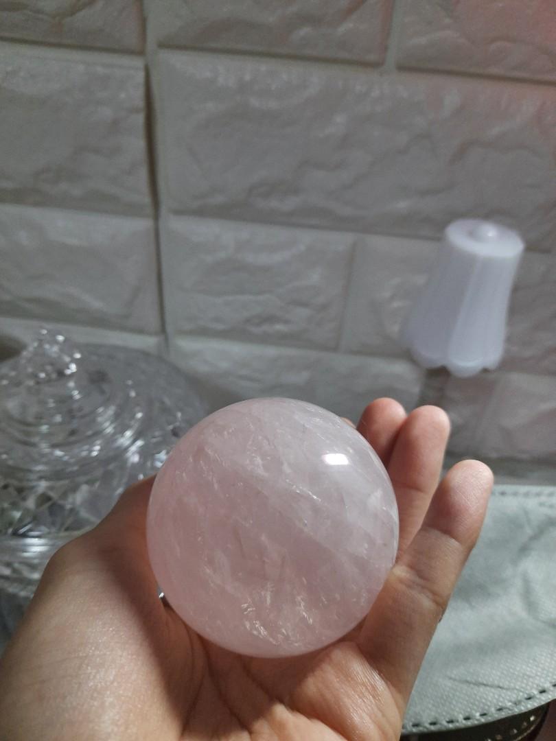 Rose Quartz sphere crystal authentic w stand, Women's Fashion, Jewelry ...