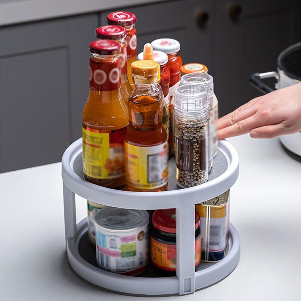 Rotating Non-Skid Spice Rack Cabinet Turntable Kitchen Storage ...
