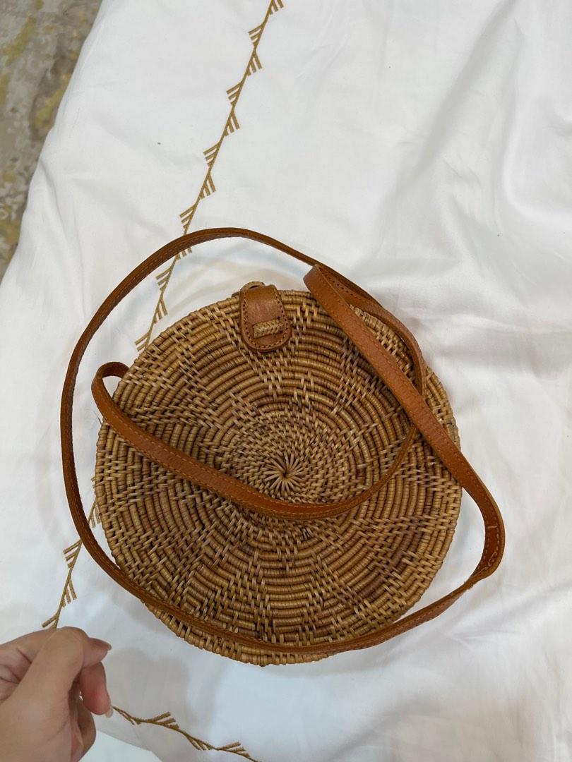 Round rattan bag, Women's Fashion, Bags & Wallets, Beach Bags on Carousell