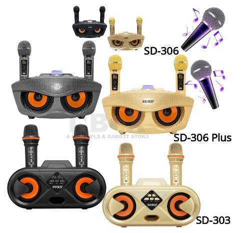 SDRD SD-306 PLUS SD-306 & SD-303 Dual Bluetooth Wireless Microphones Karaoke Set (Authentic ...