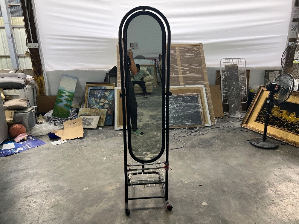 Simple & Solid Design Metal Clothes Rack With Mirror Black Colour / Rak ...