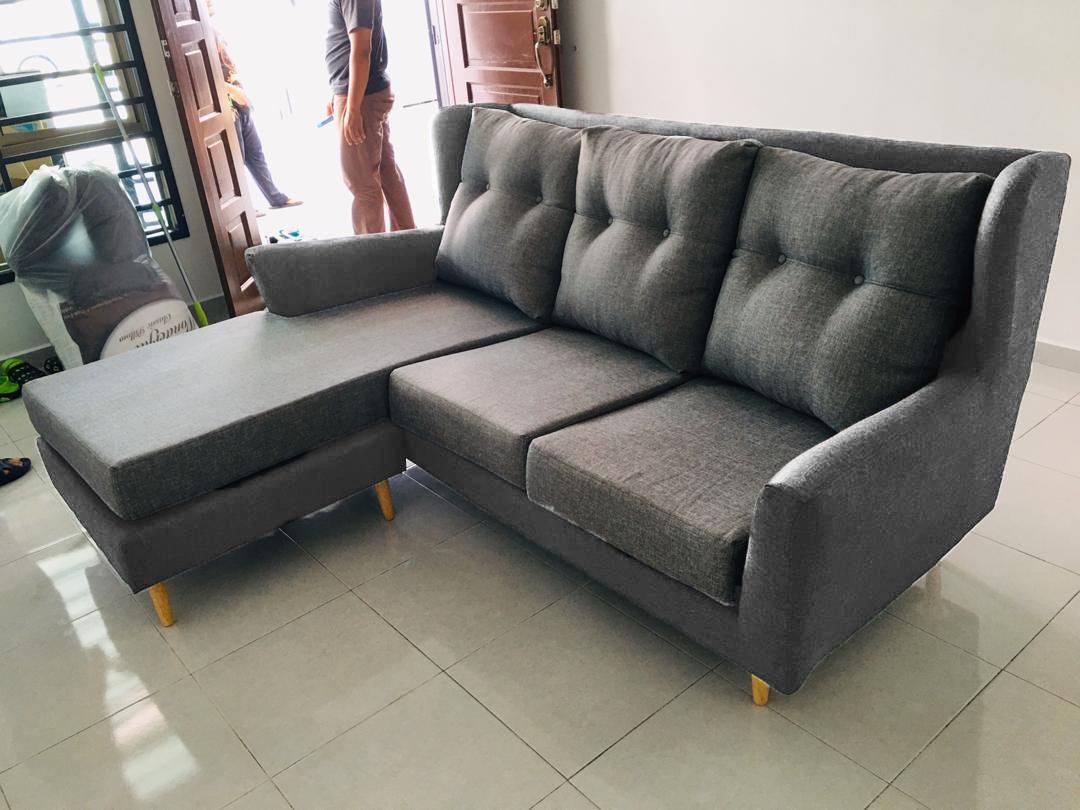 Sofa 3 Seater L Shape Simple Sofa L Shape Minimalist Muji Sofa Grey ...