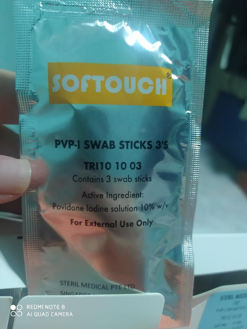 Softouch PVP-i swab stick, Health & Nutrition, Medical Supplies & Tools on Carousell
