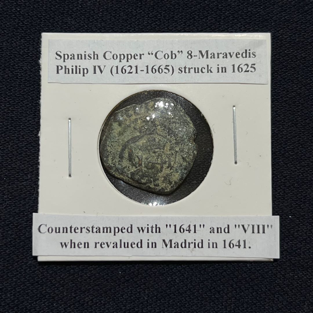 Spanish 8-Maravedis Coin Counterstamped Copper Cob, Hobbies & Toys ...