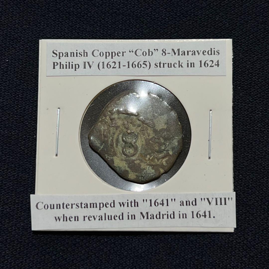 Spanish 8-Maravedis Coin Counterstamped Copper Cob, Hobbies & Toys ...
