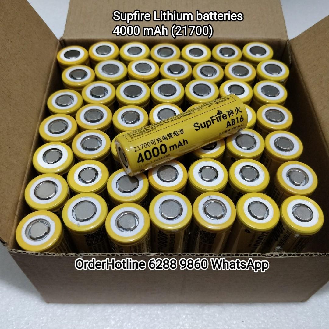 SupFire Lithium batteries（21700）4000 mAh. 神火鋰電池 Rechargeable. 2pcs for ...