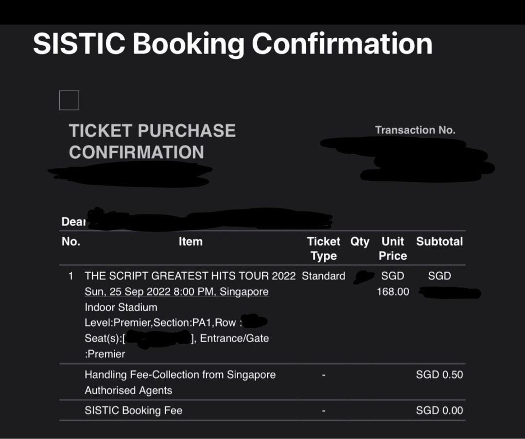 x1 Physical Ticket The Script Concert 2022, Tickets & Vouchers, Event ...