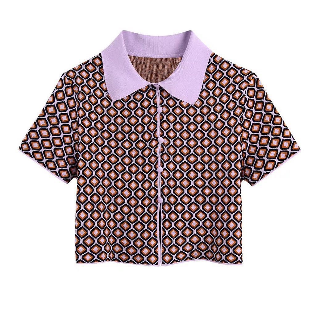 Zara pattern knit top, Women's Fashion, Tops, Blouses on Carousell