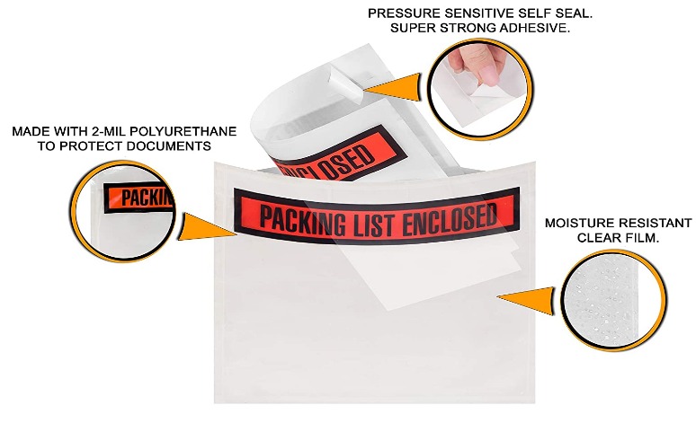 100 PC SET Packing List Enclosed Full Sticker Sleeve Self Sealing ...