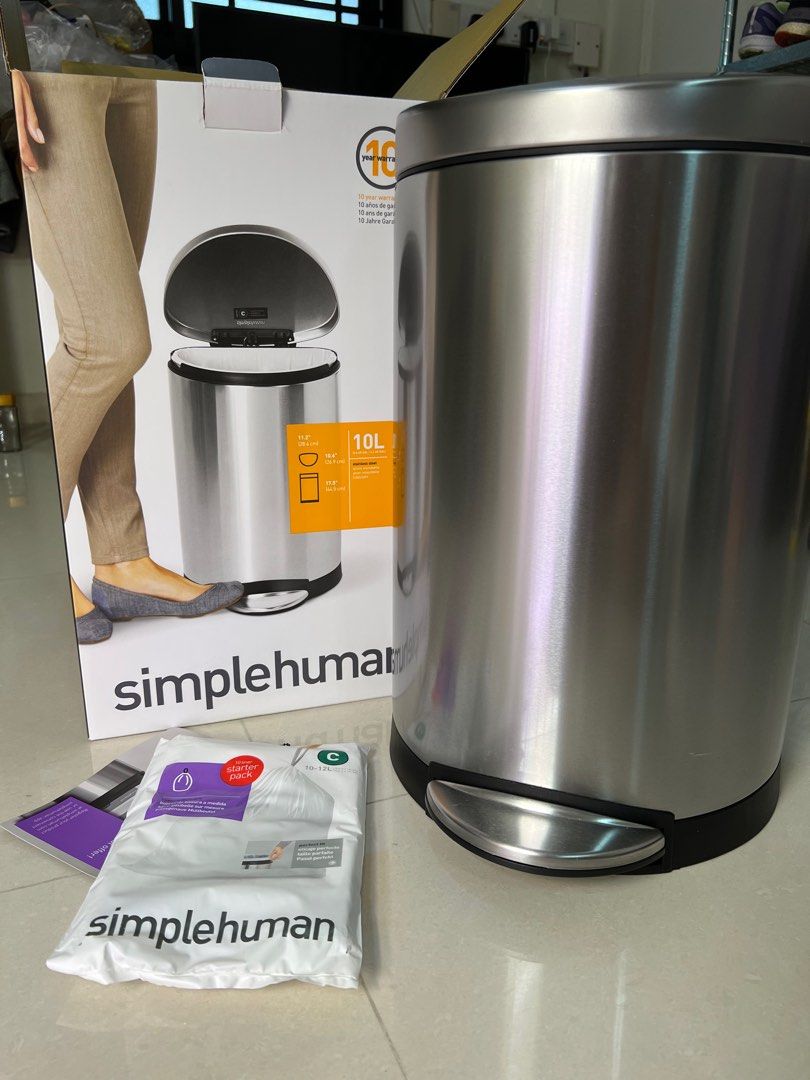 10 litres Stainless Steel Semi-round step can (Please read the ...