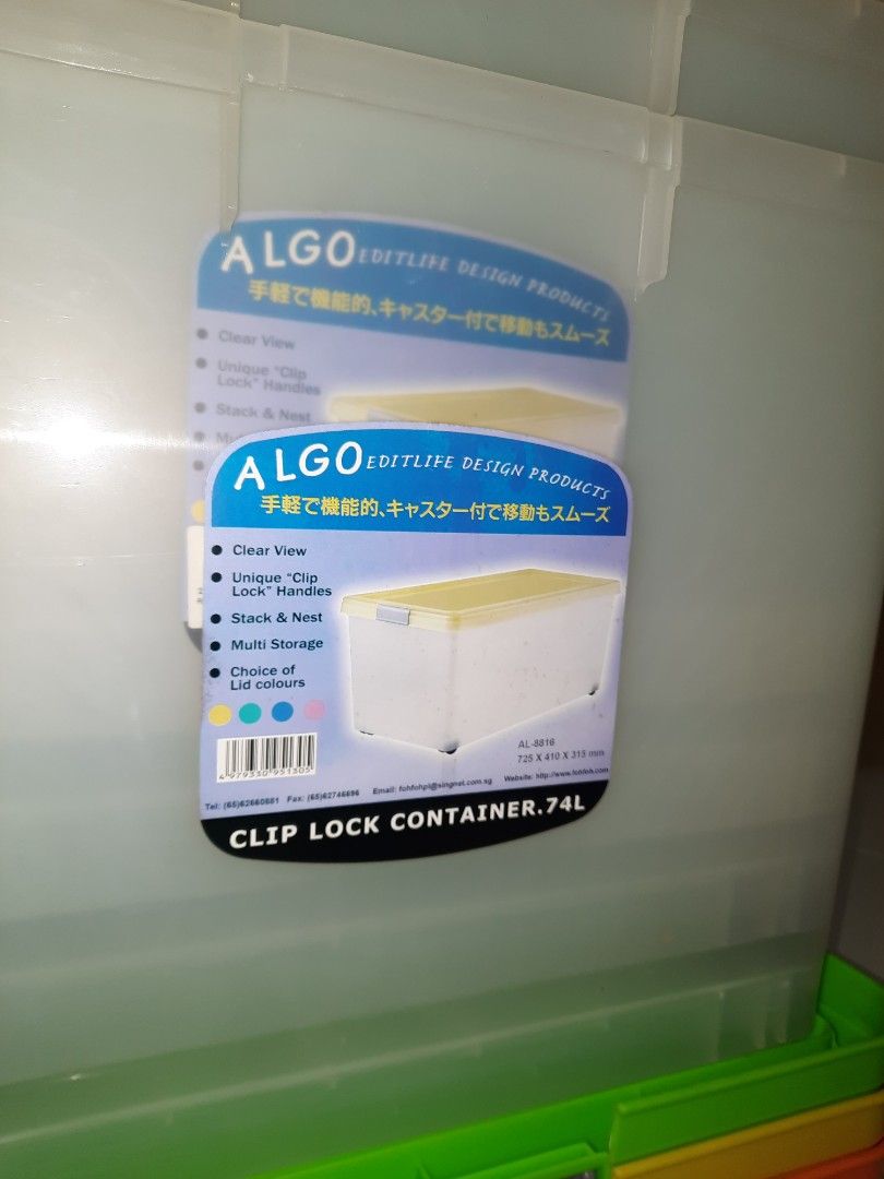 ALGO Clip Lock Container/Storage Box (7.4L), Furniture & Home Living ...