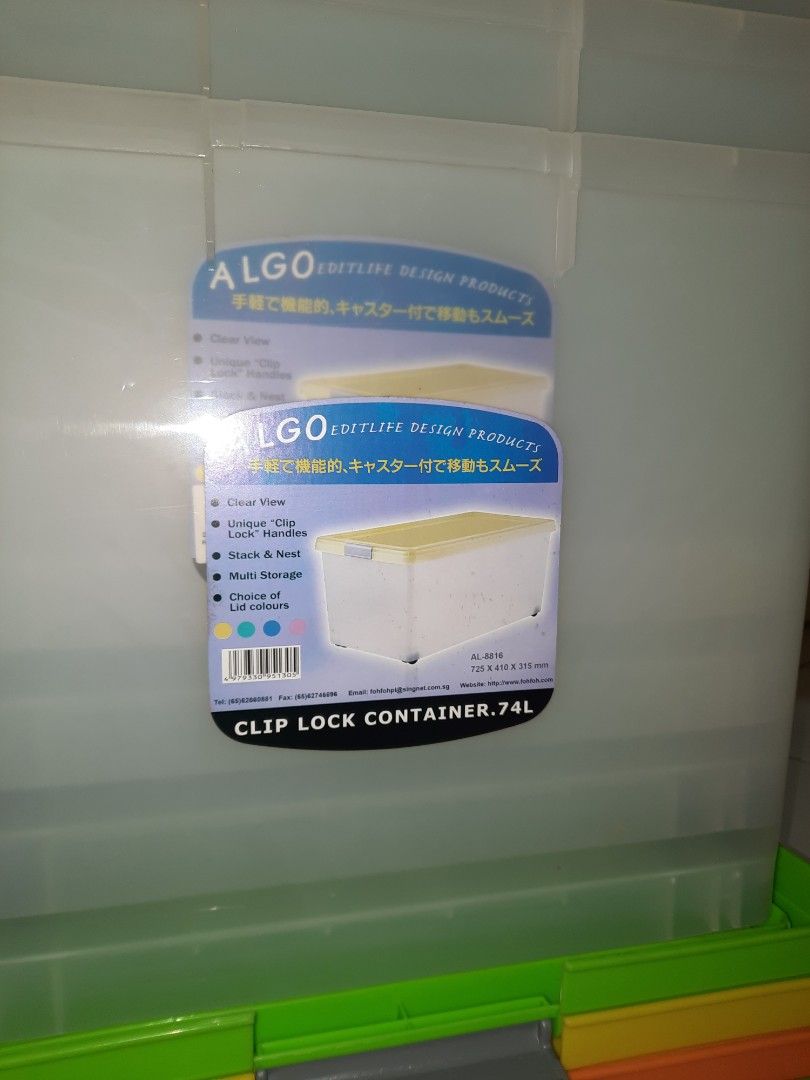 ALGO Clip Lock Container/Storage Box (7.4L), Furniture & Home Living ...