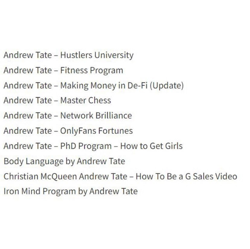 ALL COURSES FULL PACKAGE Andrew Tate Online Courses, Hobbies & Toys, Books & Magazines ...