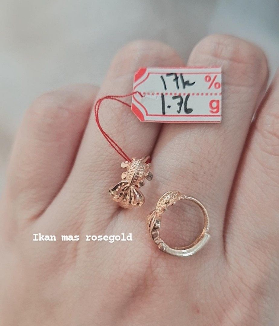 Anting emas 75 ikan mas, Barang Mewah, Aksesoris di Carousell