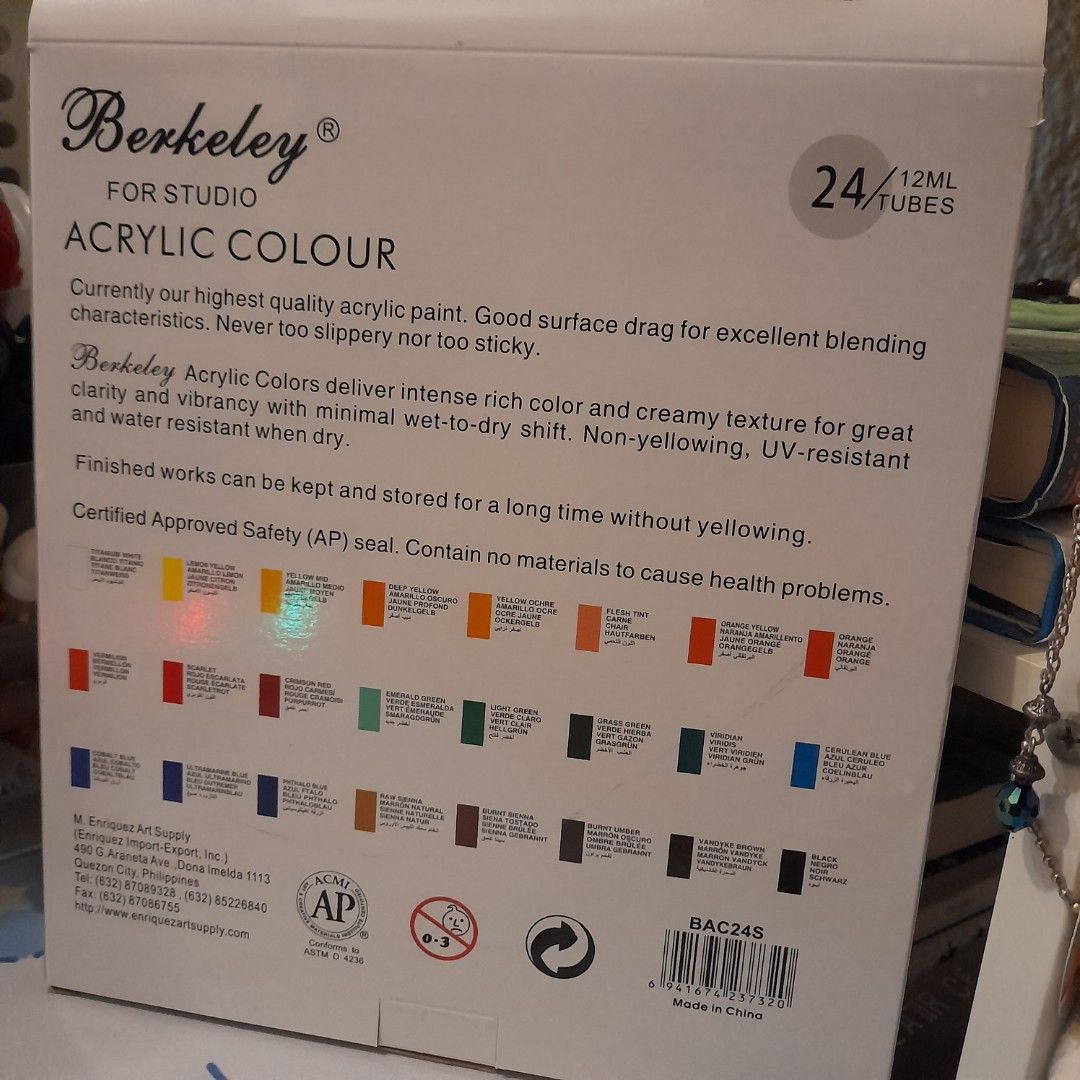 berkeley 24 12ml tube acrylic paint, Hobbies & Toys, Stationary & Craft ...