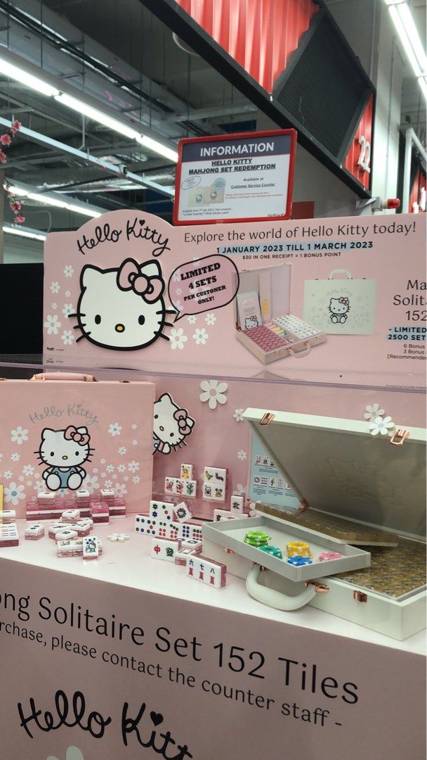 BNIB NTUC Hello Kitty Mahjong Set, Furniture & Home Living, Home ...