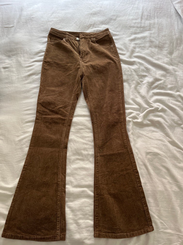 Brown corduroy flared jeans, Women's Fashion, Bottoms, Jeans & Leggings ...