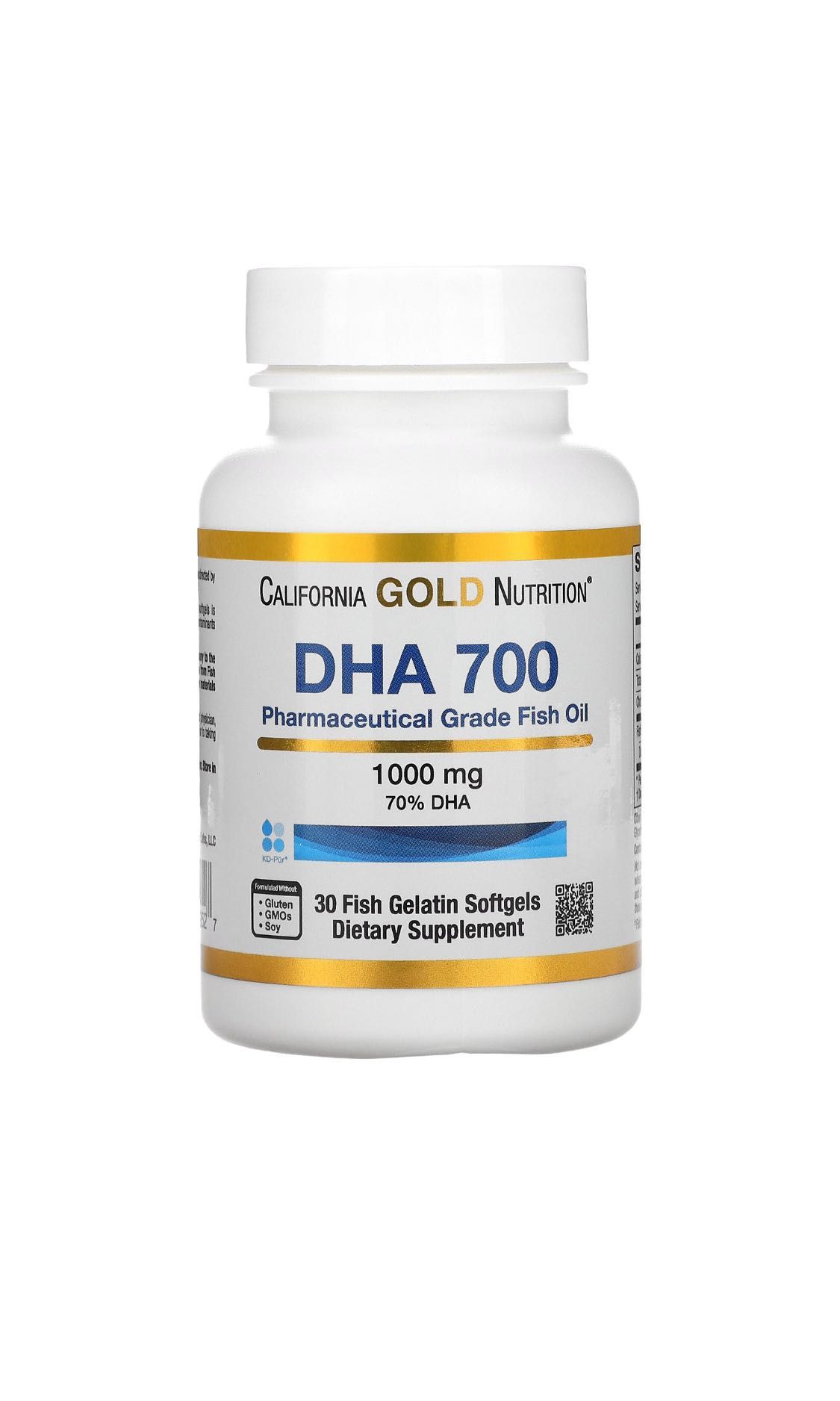 California Gold DHA 700 Fish Oil 1000mg 30 Fish Gelatin Softgels ...