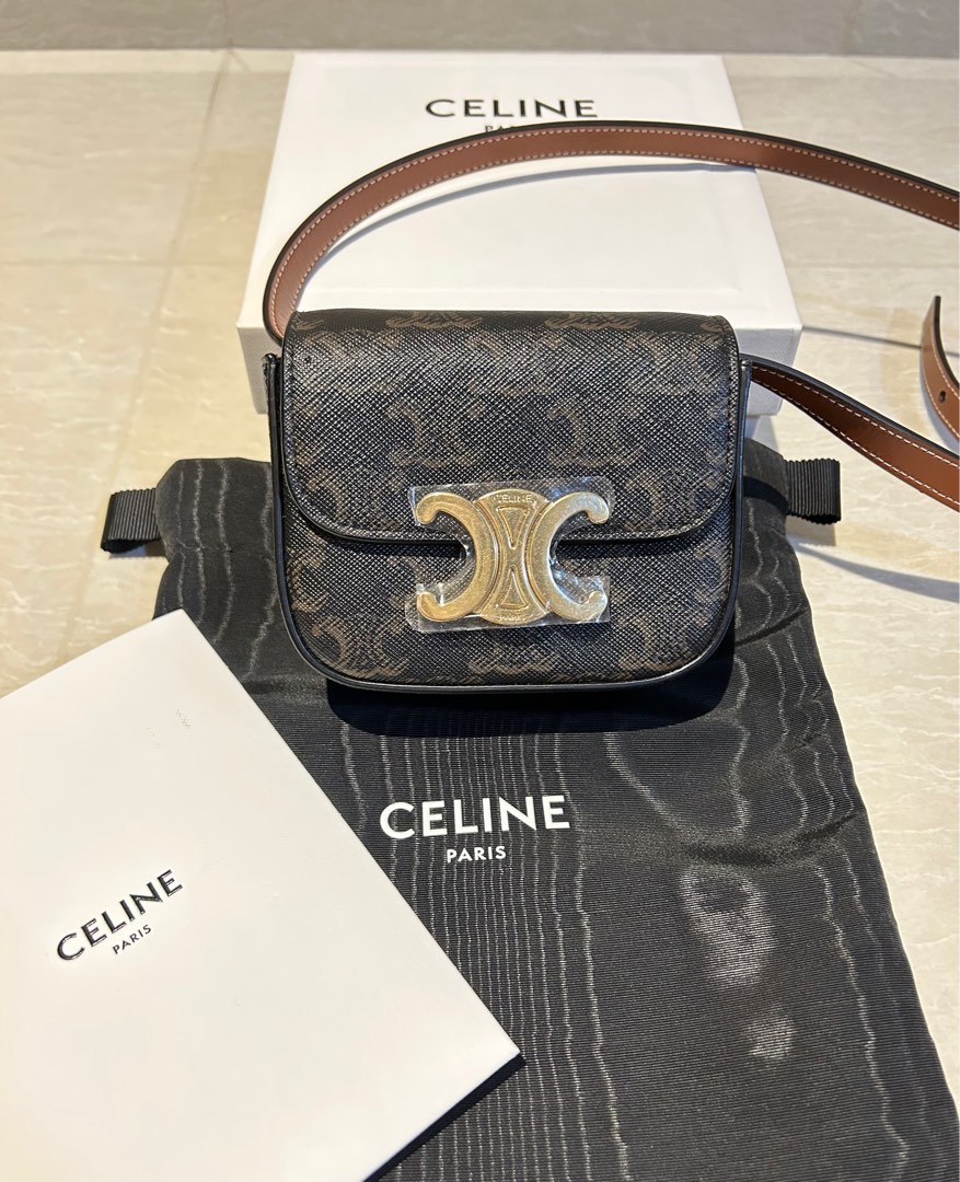 Celine mini triomphe bag in canvas, Luxury, Bags & Wallets on Carousell