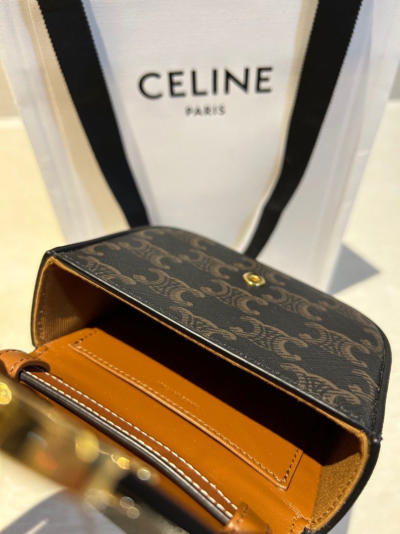 Celine mini triomphe bag in canvas, Luxury, Bags & Wallets on Carousell
