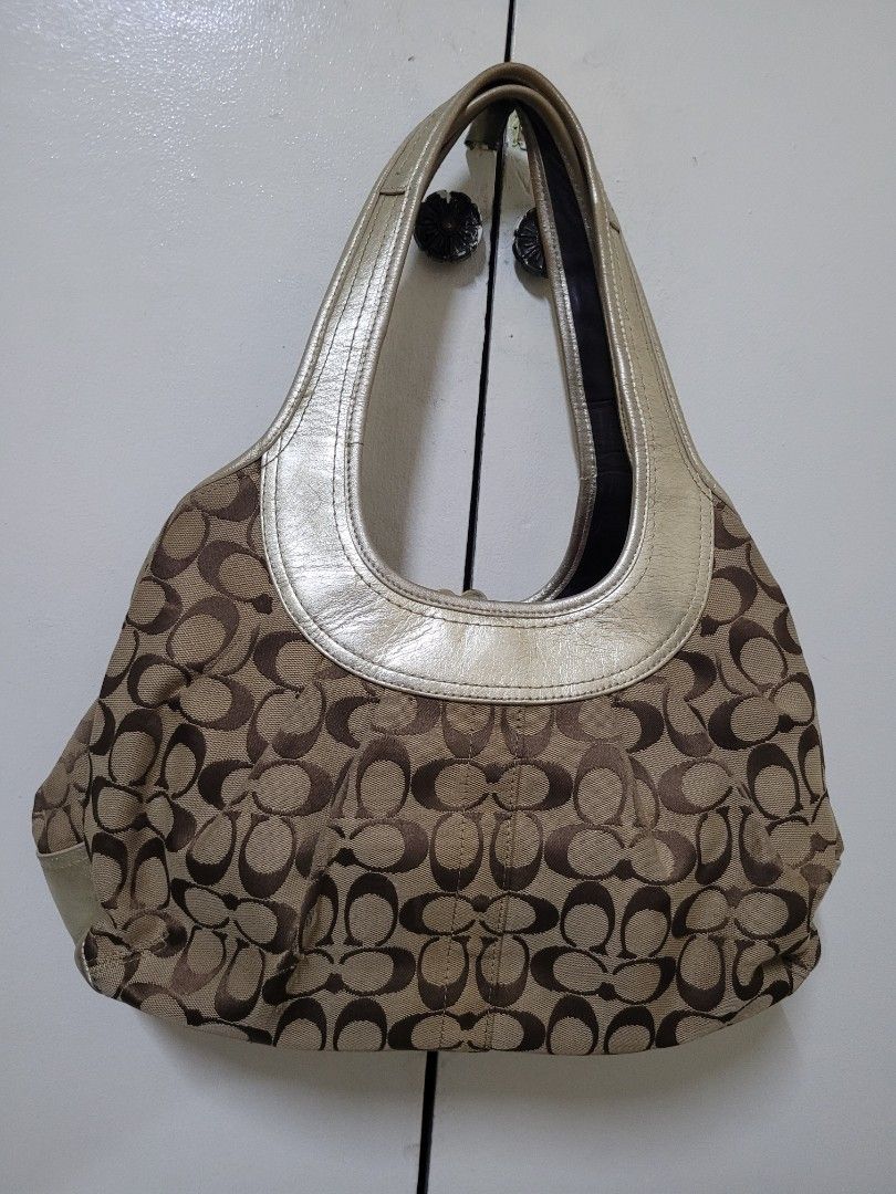 Coach Ergo Signature Pleated Frame Satchel F143 kisslock closure on ...