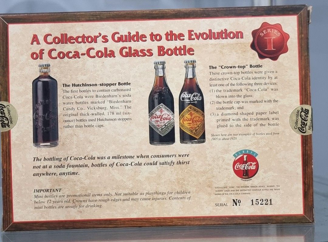 Coca-Cola collectable miniature Bottlrs 1905 to about 1920, Hobbies ...