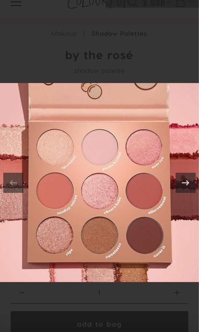 Colourpop Eyeshadow Palette By The Rose, Beauty & Personal Care, Face ...