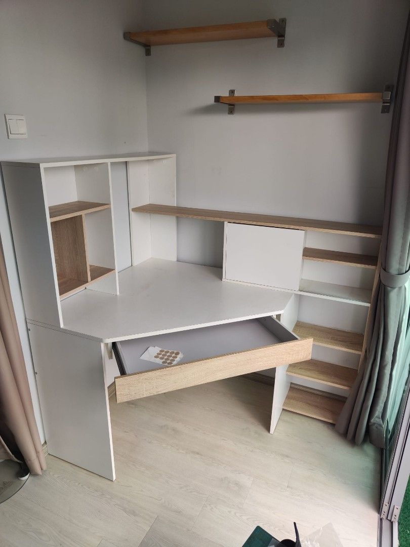 Corner study table, Furniture & Home Living, Furniture, Tables & Sets ...