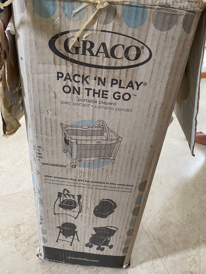 Graco pack and play yard (green and brown), Babies & Kids, Baby Nursery ...