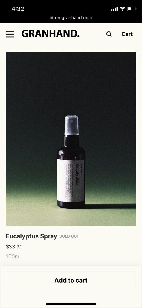 Granhand Eucalyptus Natural Spray, Beauty & Personal Care, Fragrance ...