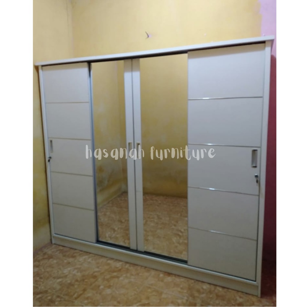 Lemari pakaian pintu sliding 4 pintu cermin modern minimalis model ...