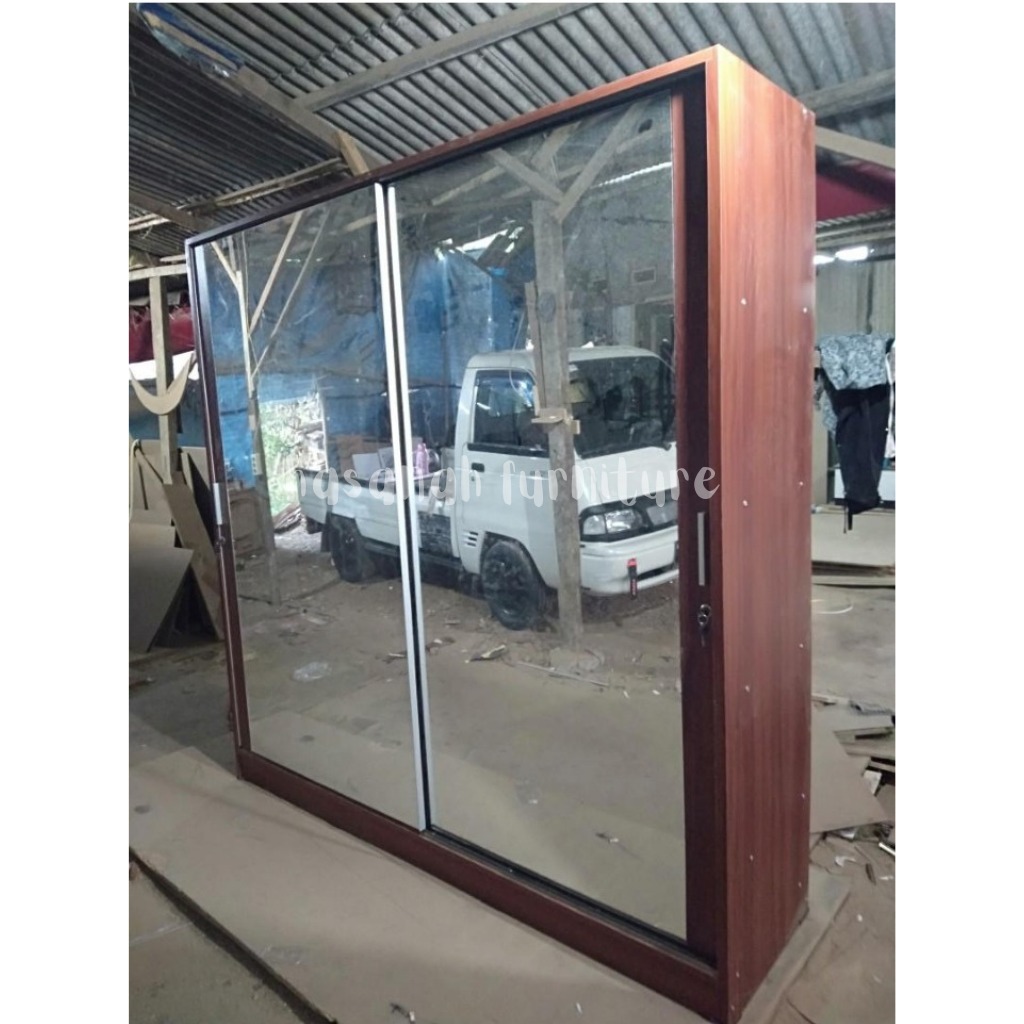 Lemari sliding 2 pintu full cermin modern minimalis murah | Lemari ...