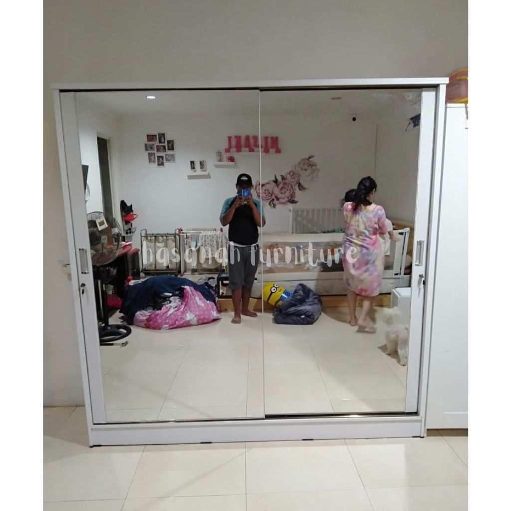 Lemari sliding 2 pintu full cermin modern minimalis murah | Lemari ...