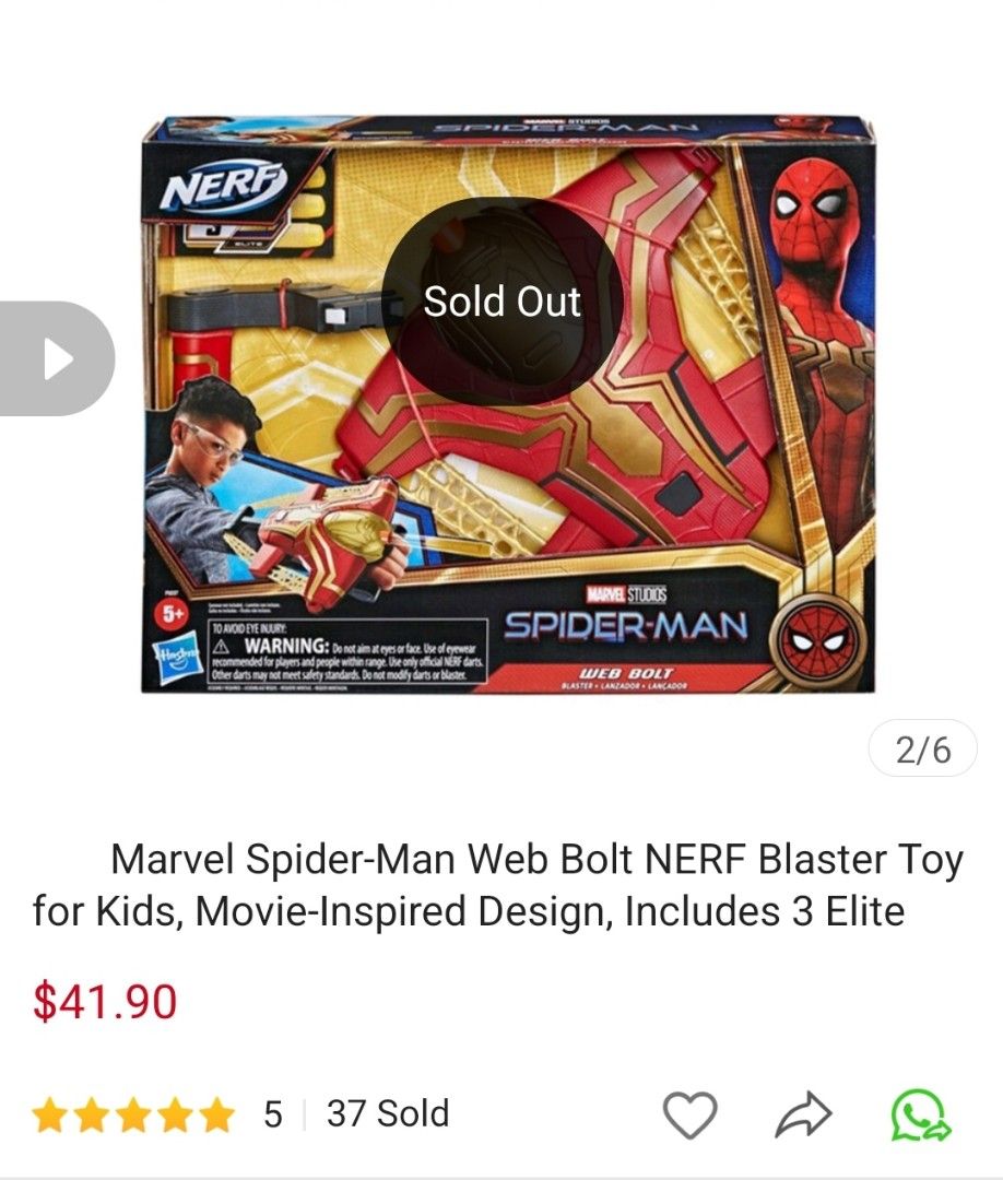 Marvel Spider-Man Web Bolt NERF Blaster Toy for Kids, Movie-Inspired Design, Hobbies & Toys ...