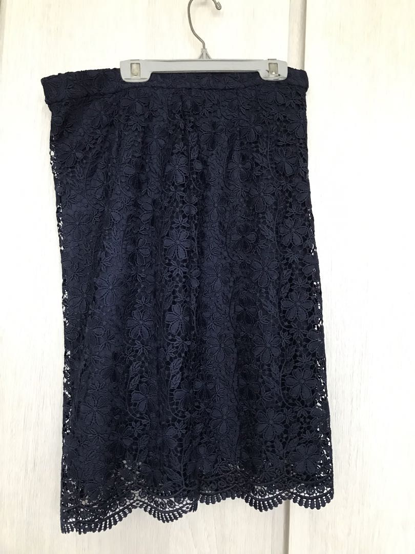 Navy blue lace skirt, Women's Fashion, Bottoms, Skirts on Carousell