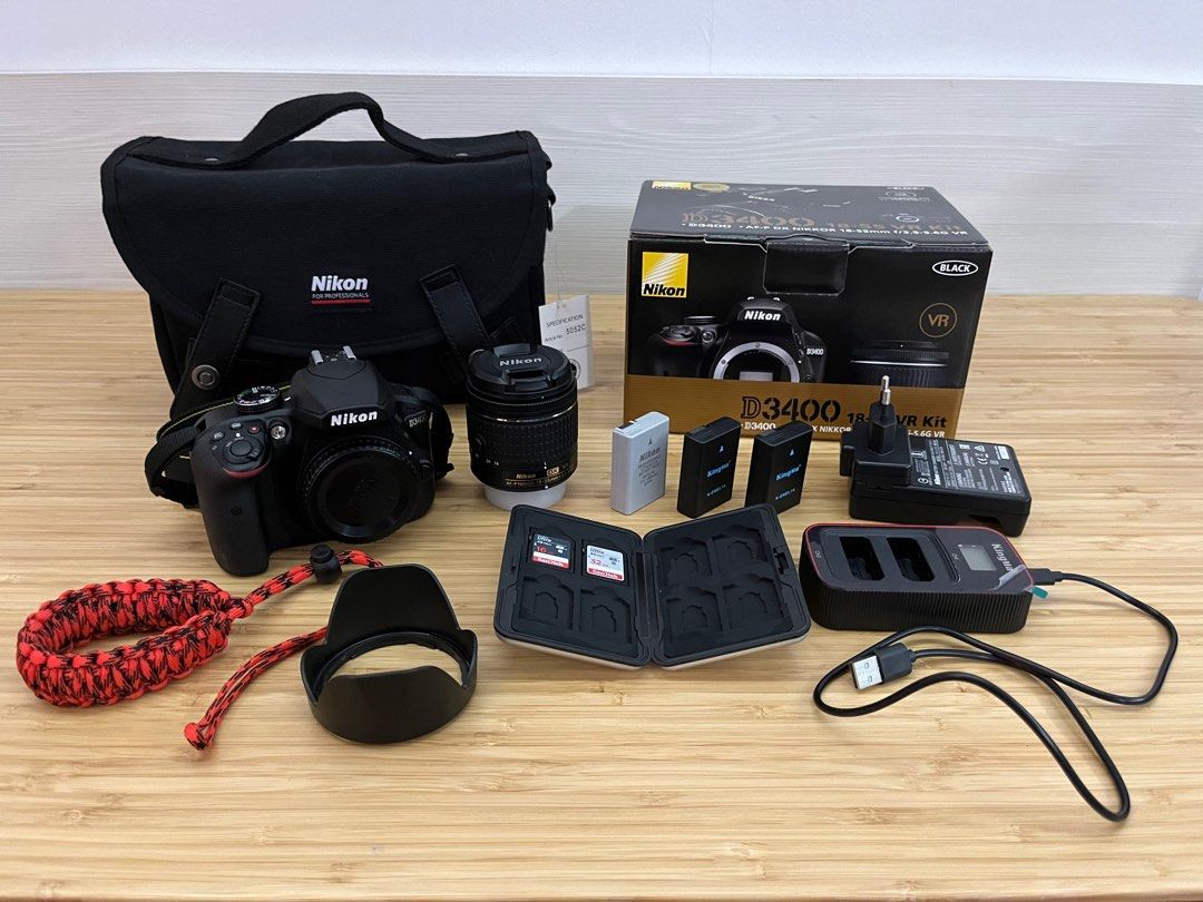Nikon D3400 + 18-55mm Kit Lens, Photography, Cameras on Carousell