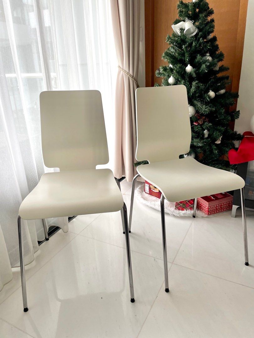 Pair of IKEA GILBERT Dining Chairs, white, Furniture & Home Living ...