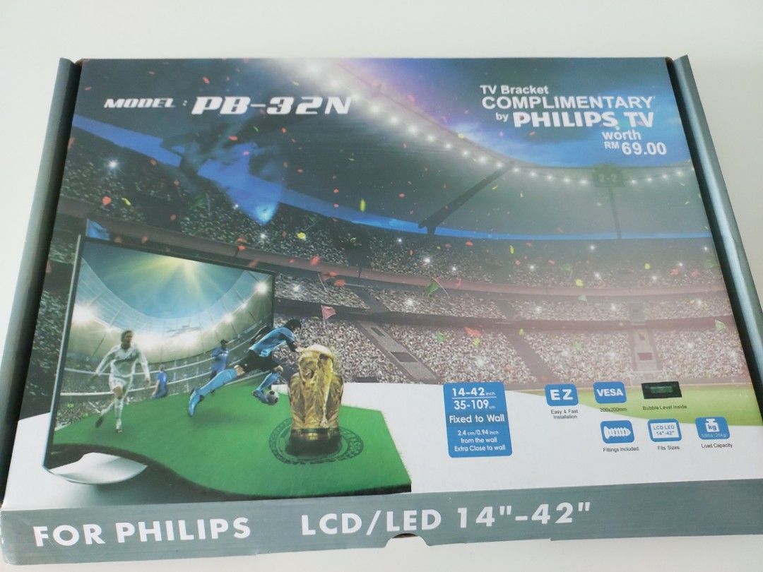 Philips TV wall bracket for 14 to 42 inch TVs, load capacity 25kg, TV ...