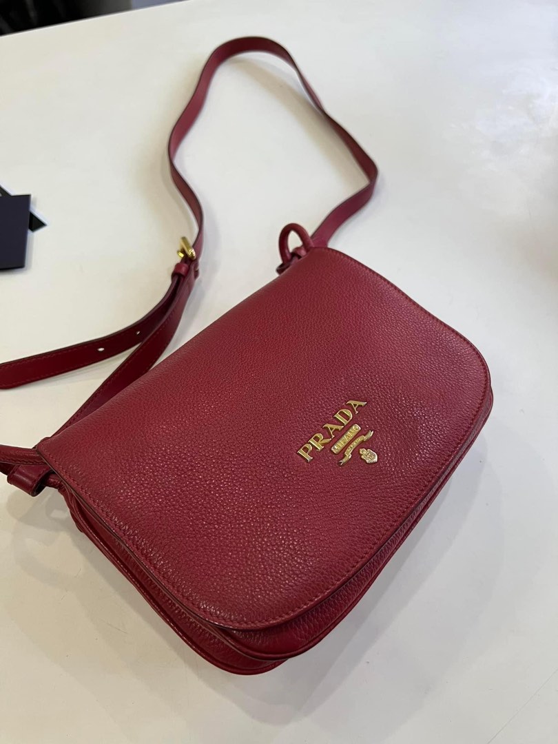 PRADA SLING Vitello Daino in Rosso, Luxury, Bags & Wallets on Carousell