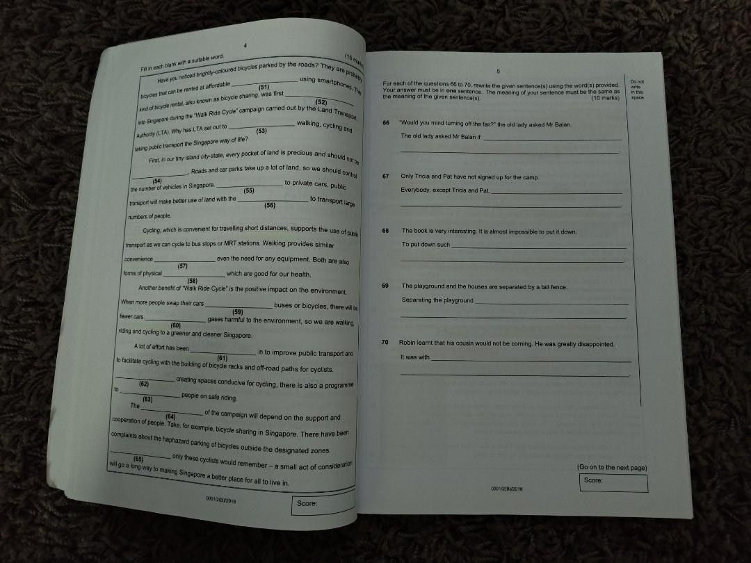 PSLE English Language Yearly 2016 - 2018 Examination Papers, Hobbies ...